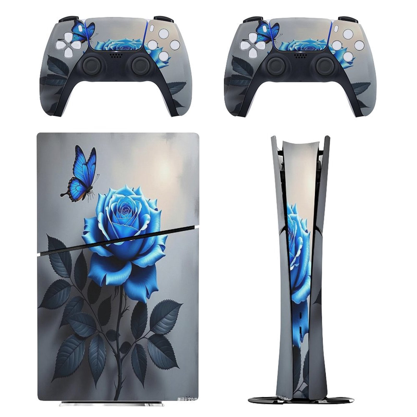 Blue Butterfly Romantic Rose PS5/PS5 Slim Digital Disc Skin Sticker For ...