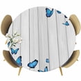 Blue Butterfly Round Tablecloth 45-54 Inch Round Fitted Table Cloth ...