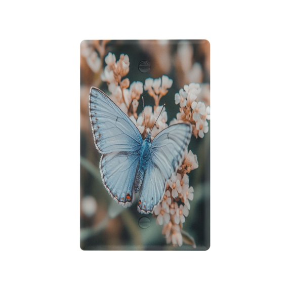 Blue Butterfly Sits on The Flowers Light Switch Cover Switch Plate ...