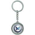 Blue Butterfly Spinning Round Metal Key Chain Keychain Ring - Walmart.com