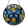 Blue Butterfly Stained Glass Suncatcher – Floral Window Hanging Decor ...