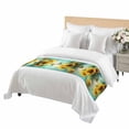 Blue Butterfly Sunflower Bed Runner King Size Pastoral Yellow Flower ...