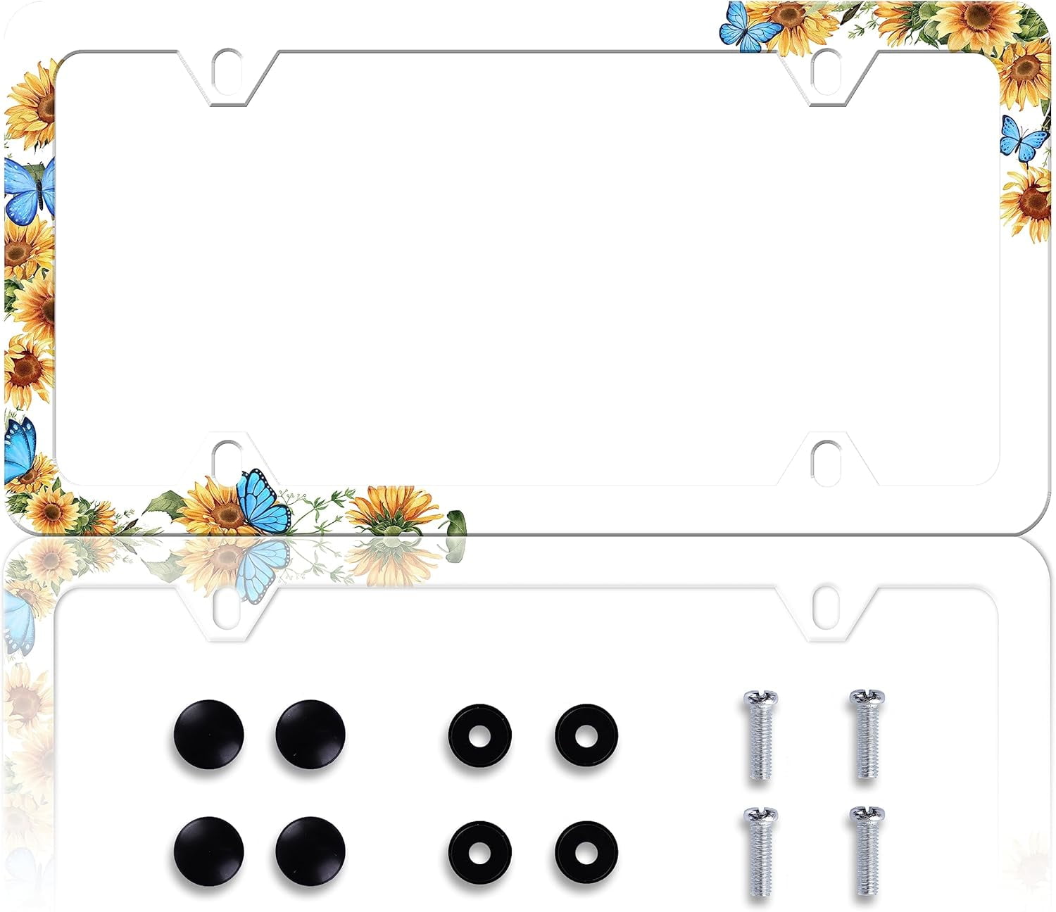 Blue Butterfly Sunflower License Plate Frame Funny License Plate Frames ...