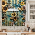 Blue Butterfly Sunflower Swag Curtains Valance and Tier Set, Rose ...