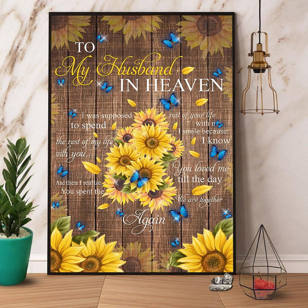 Blue Butterfly Sunflower To My Husband In Heaven Paper Poster No Frame ...
