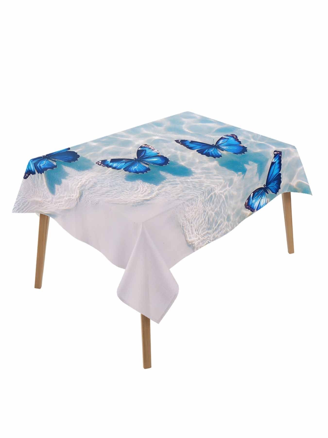 Blue Butterfly Table Cloth 60x102 Inch Rectangle, Ocean Water Beach ...