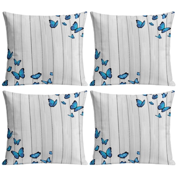 Blue Butterfly Throw Pillow Covers 20 x 20 Inch Pillow Covers Set of 4 ...