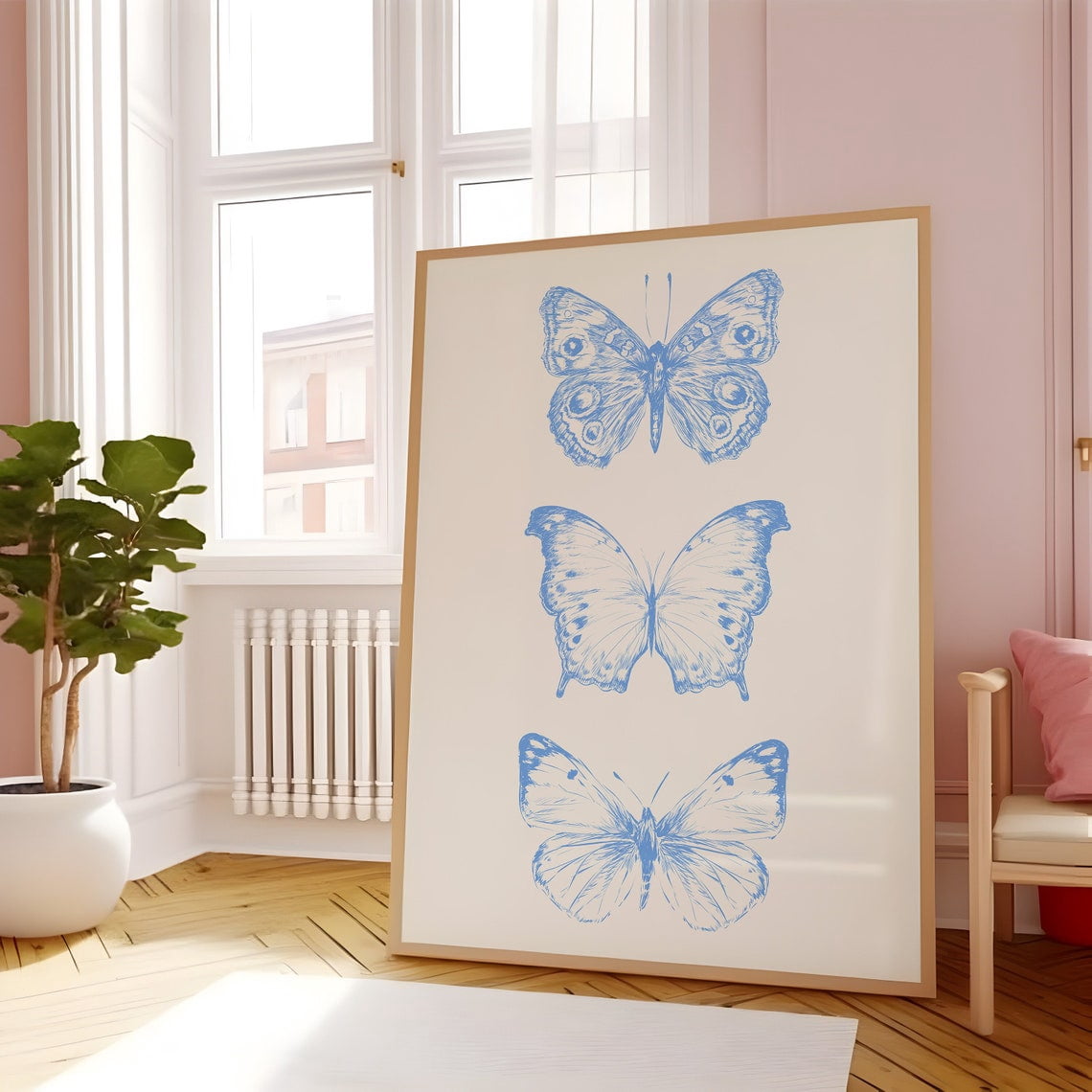 Blue Butterfly Trendy Blue Prints Preppy Decor Girly Bedroom Art ...
