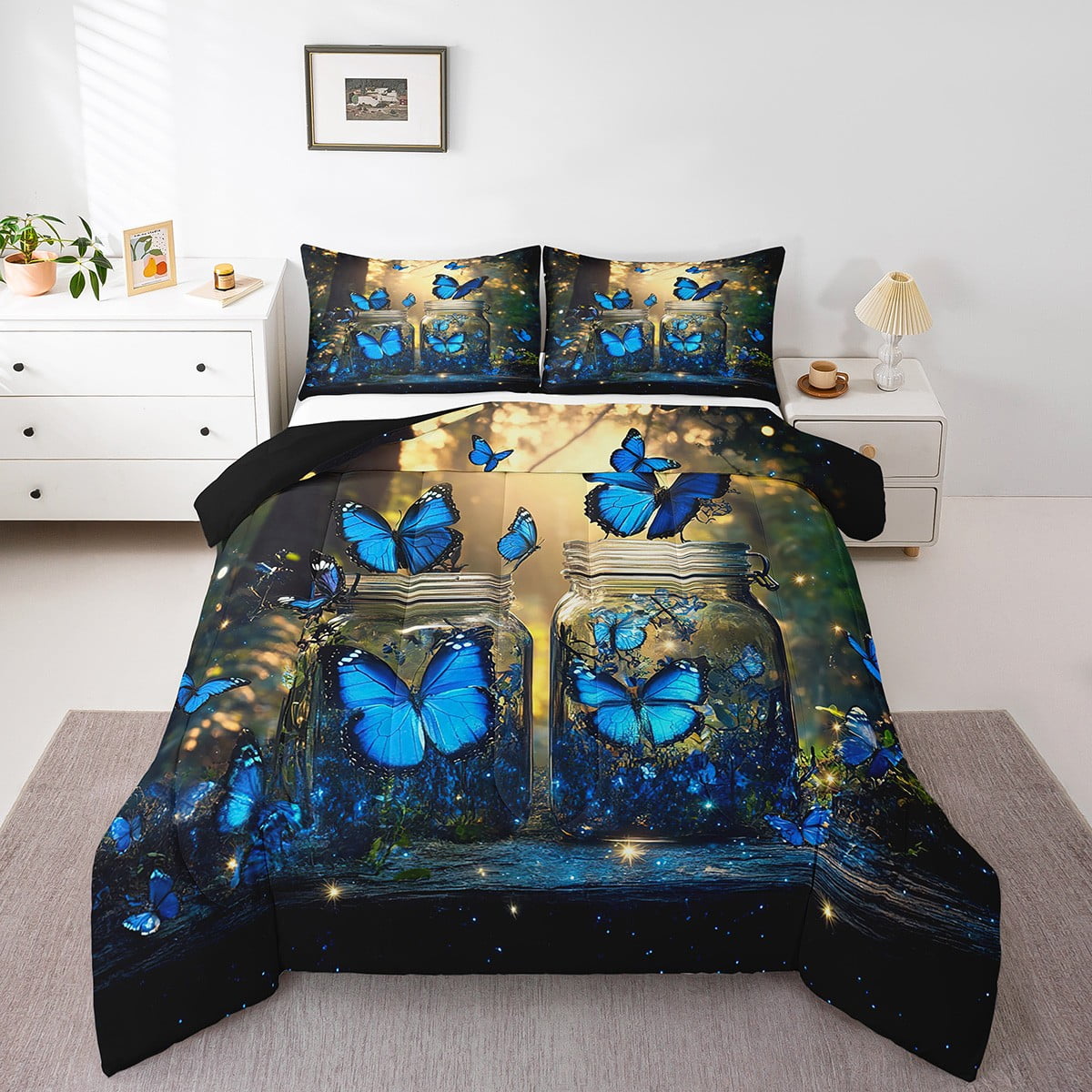 Blue Butterfly Twin Bedding Dreamy Butterfly Comforter Set Dreamy Theme ...