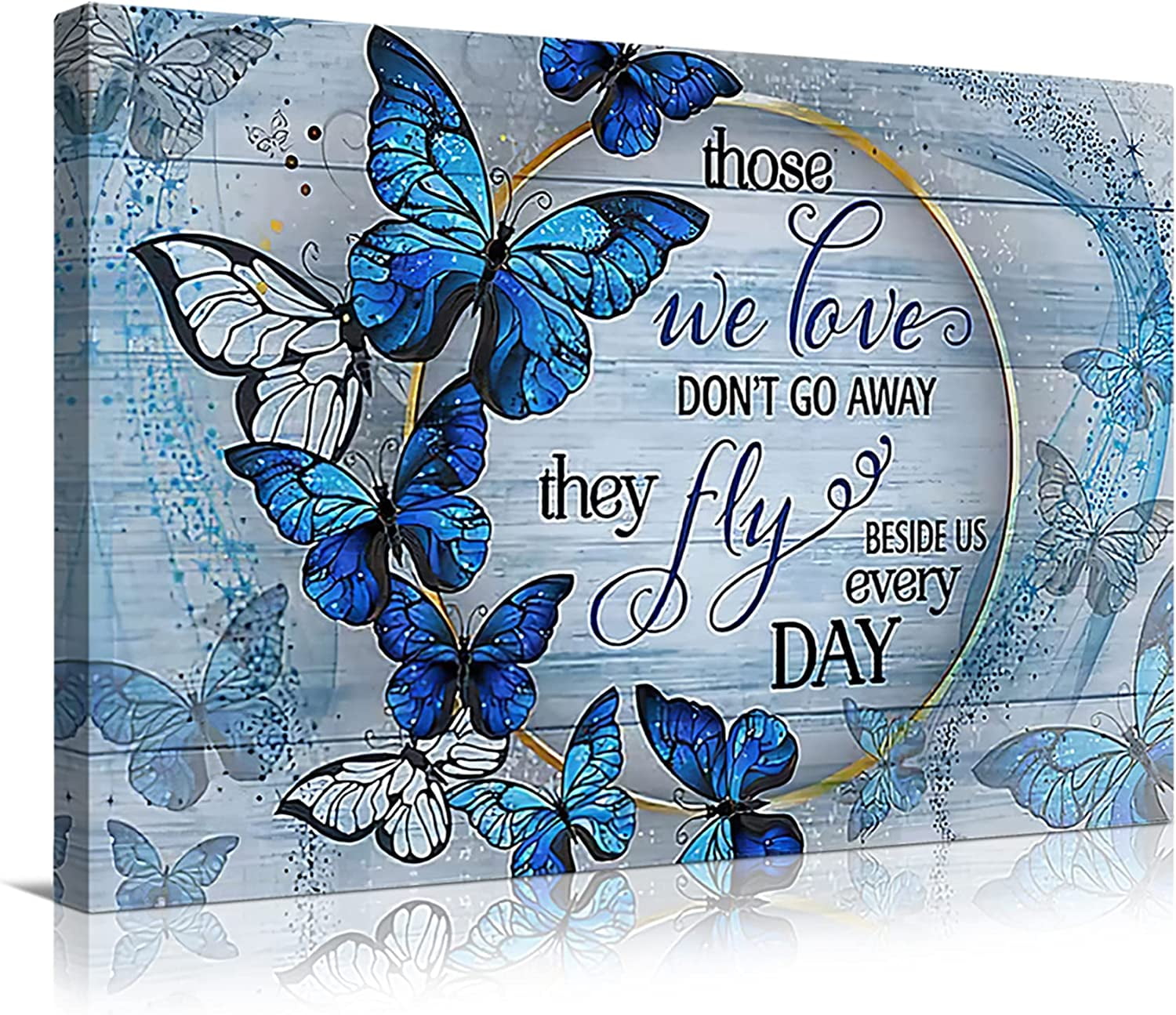 "Blue Butterfly Canvas Artwork for Bedroom & Living Room, Waterproof ...