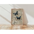 Blue Butterfly Wall Art Floral Realistic Botanical Decor For Living ...