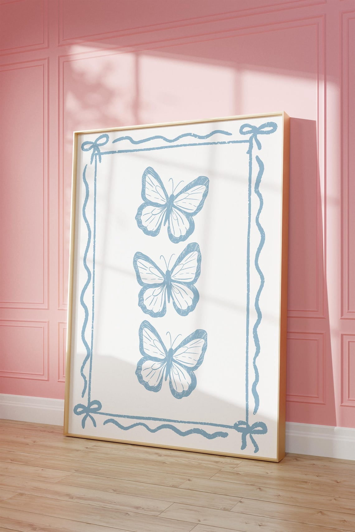 Blue Butterfly Wall Art Trendy Preppy Coquette Aesthetic Poster Poster ...