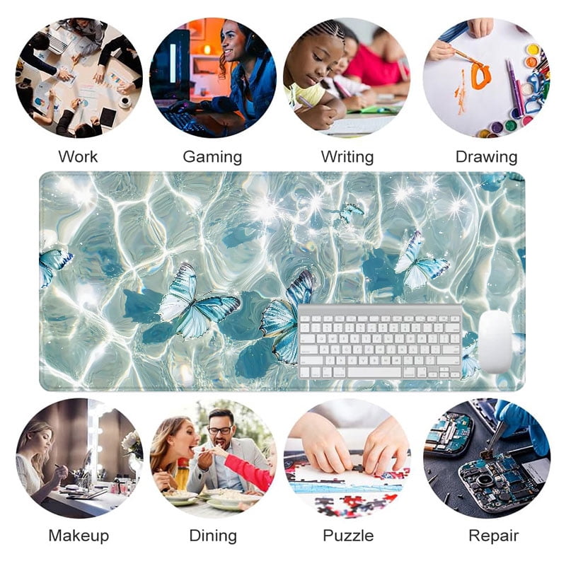 Blue Butterfly Water Ripple Design Mouse Pad 31.5 x 11.82 inches Rubber ...
