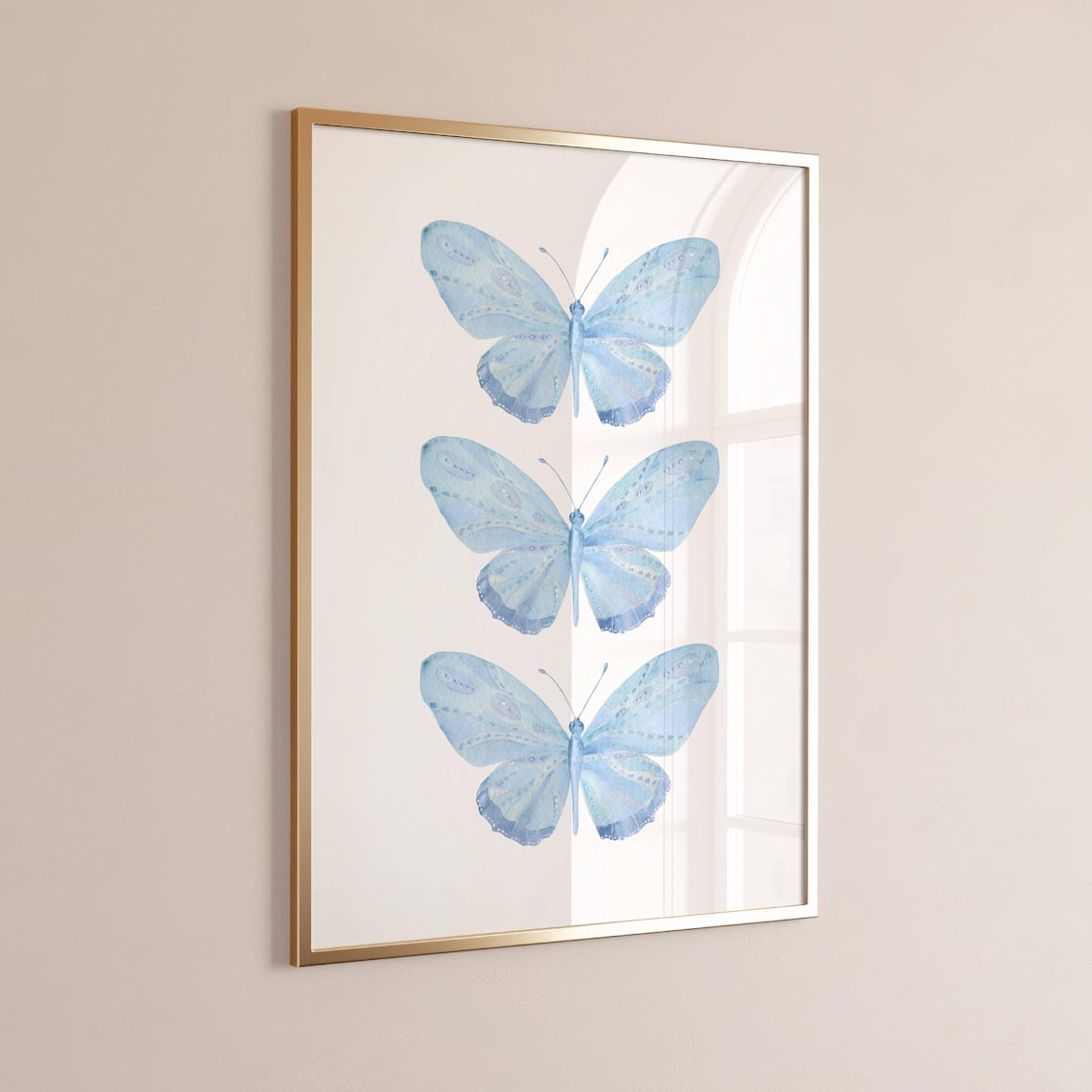 Blue Butterfly Watercolor Print, Cute Preppy Dorm Room Wall Art ...