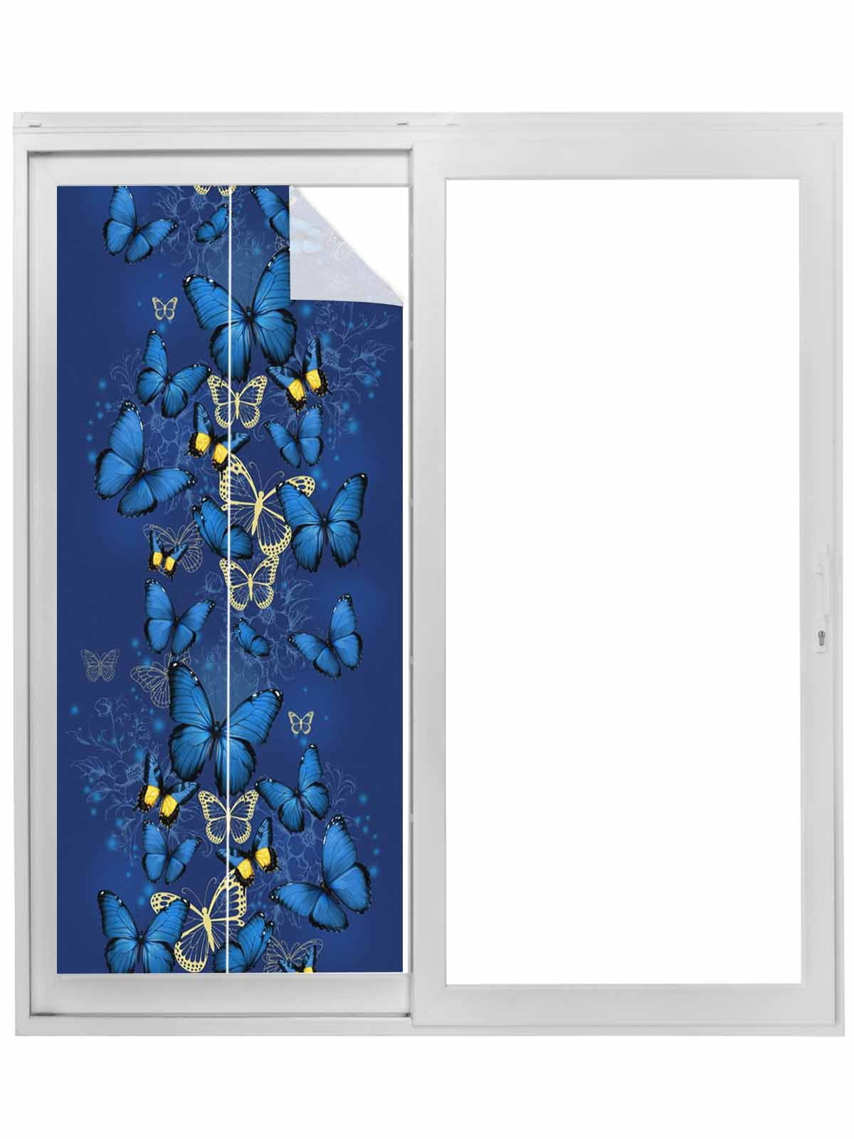 Blue Butterfly Window Privacy Film Stained Glass Window Film Decorative ...