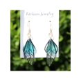 Blue Butterfly Wing Dangle Earrings With Goldtone Hooks For Women ...