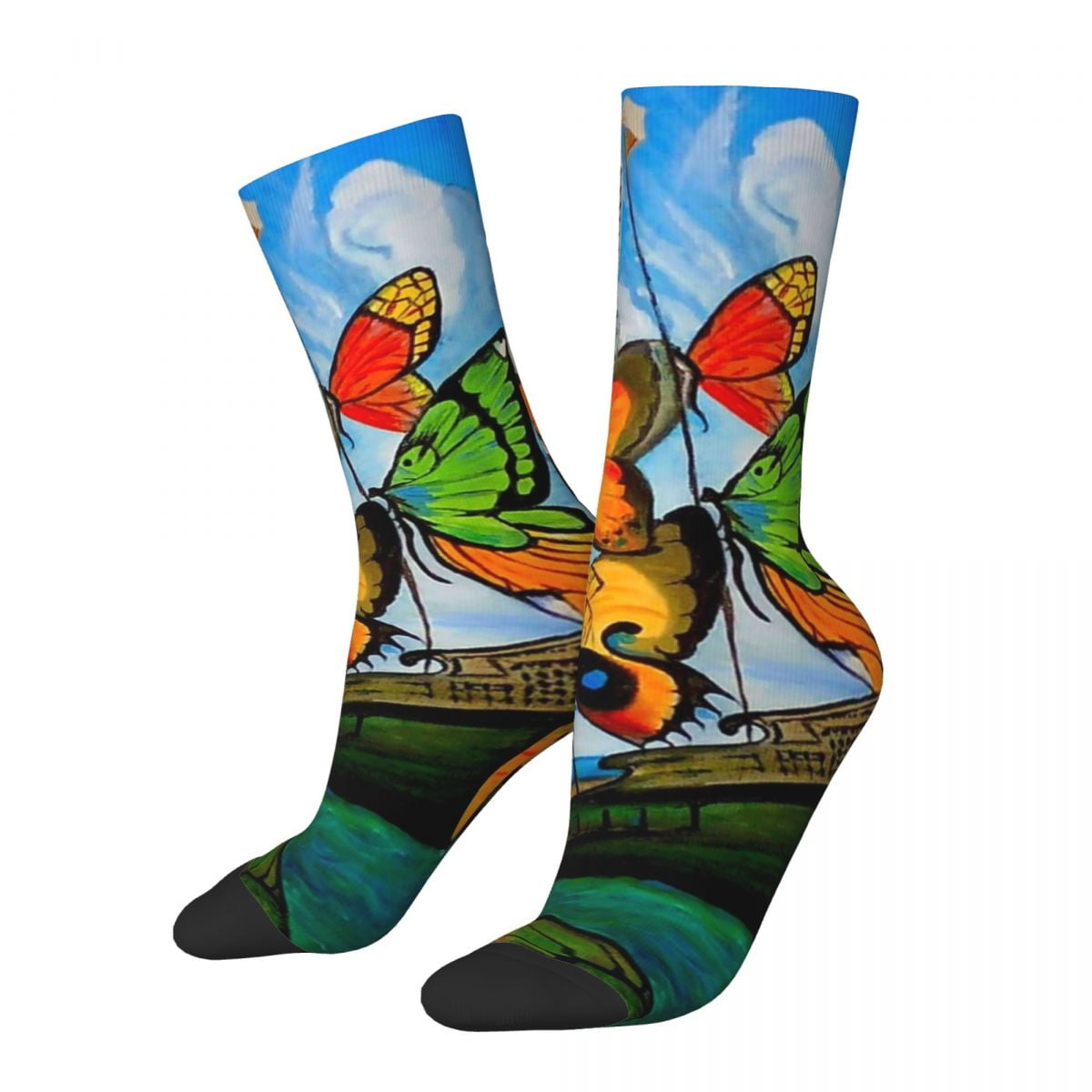 Blue Butterfly Wings Socks Spring Cute Animal Stockings Novelty Men ...