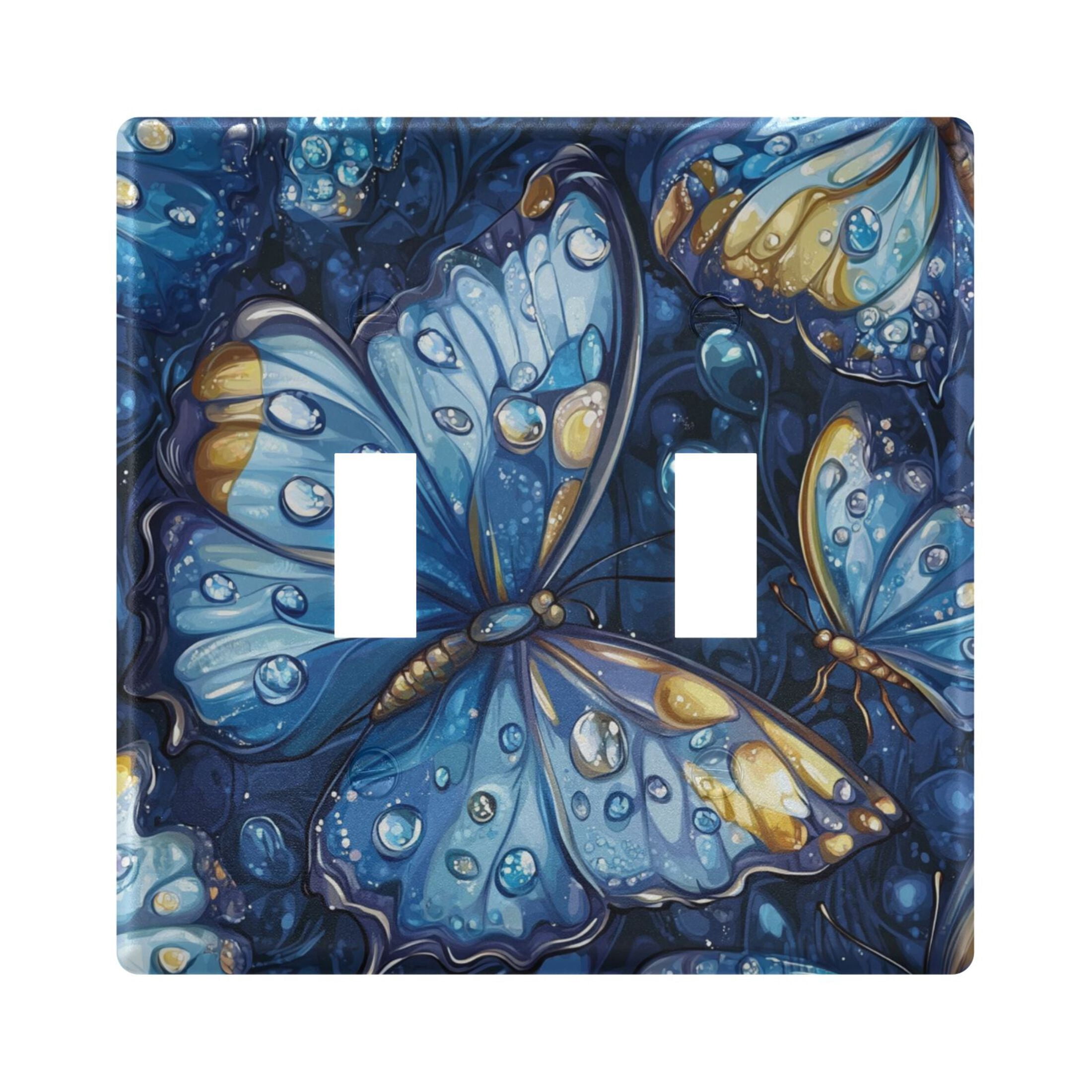 Blue Butterfly and Raindrop Light Switch Cover Electrical Outlet Cover ...