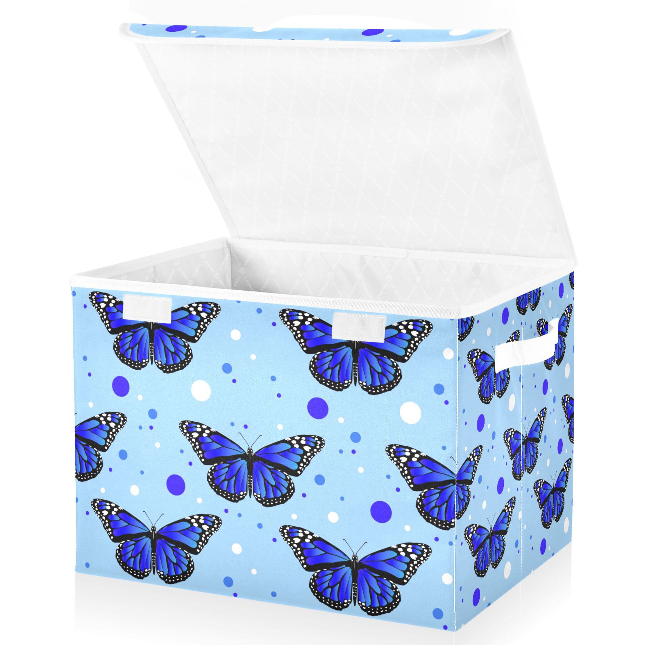 Blue Butterfly in Blue Large Lidded Storage Bin Foldable Storage Boxes ...