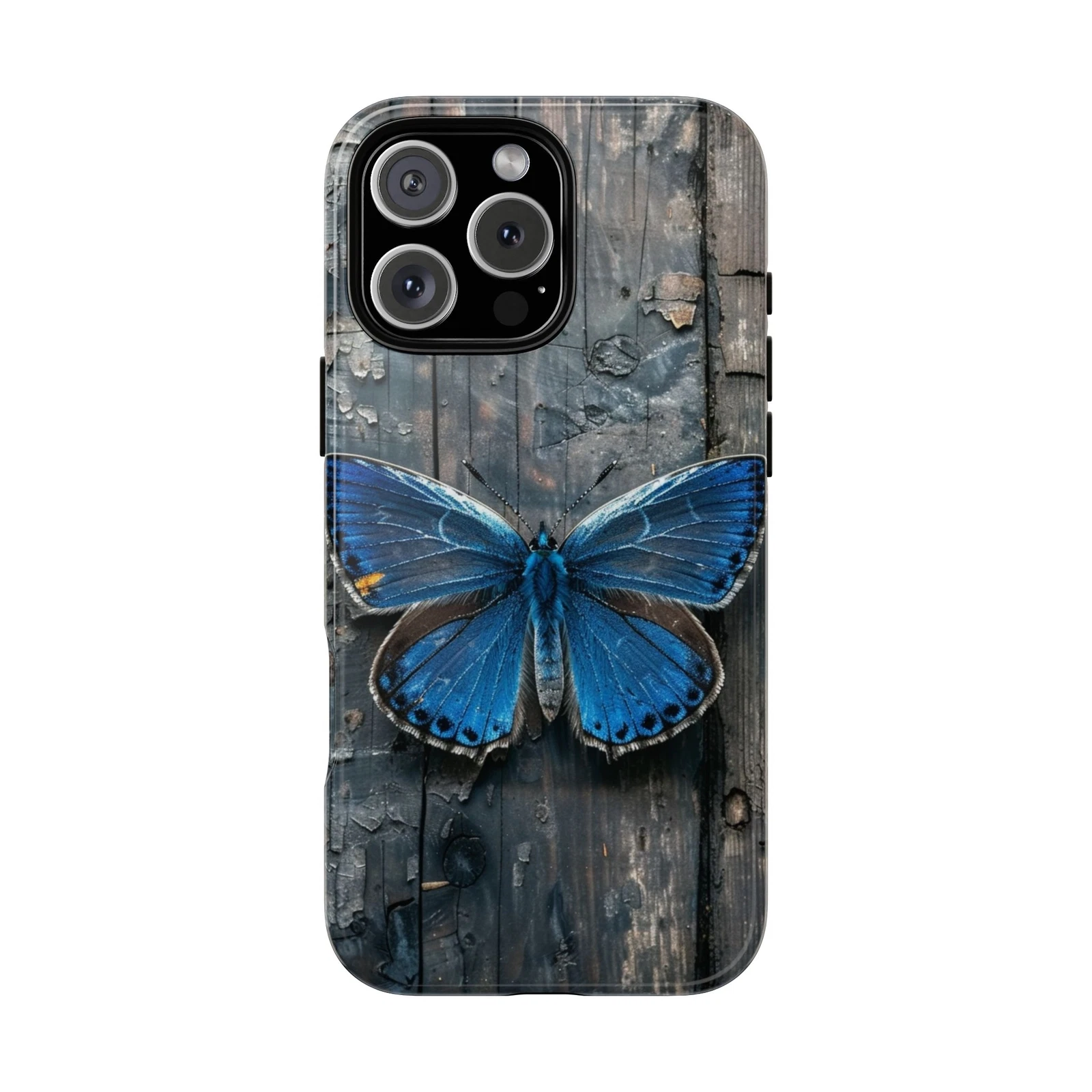 Blue Butterfly on Gray Wood iPhone Case 17 through 11 Pro Max - Walmart.com