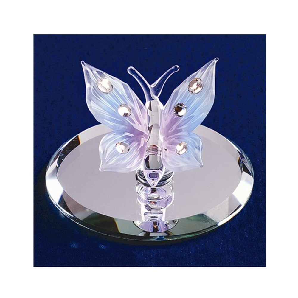 Blue Butterfly with Crystals Handcrafted Glass Figurine QGP1144 ...