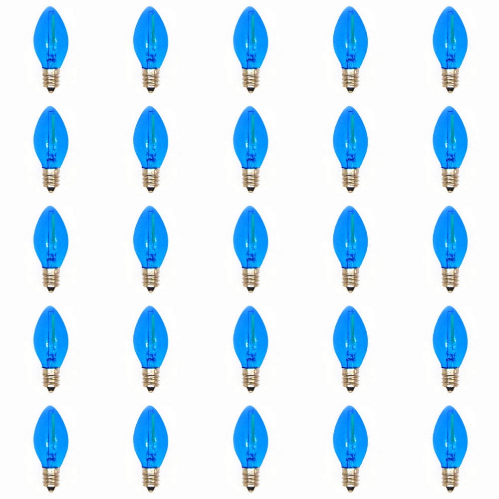 EZLS Blue Transparent C7 LED Filament Replacement Bulbs, 25 Pack ...