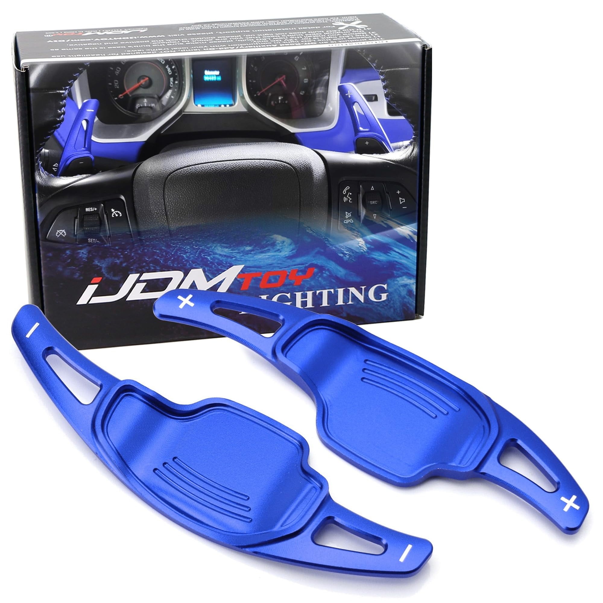 Blue CNC Billet Aluminum Larger Paddle Shifter Extensions For 2012-15 ...