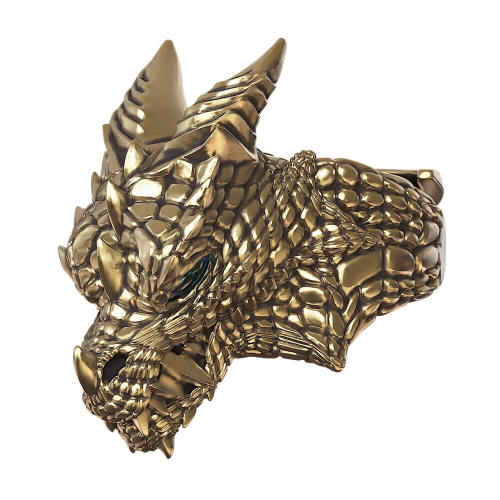 Blue CZ Eyes Brass Majestic Dragon King Punk Ring Animal Jewelry BR513 ...