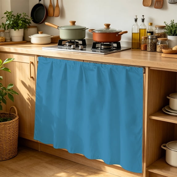 Blue Cabinet Curtains 35''x35'', Modern Pure Wave Ride Sink Base Skirt ...