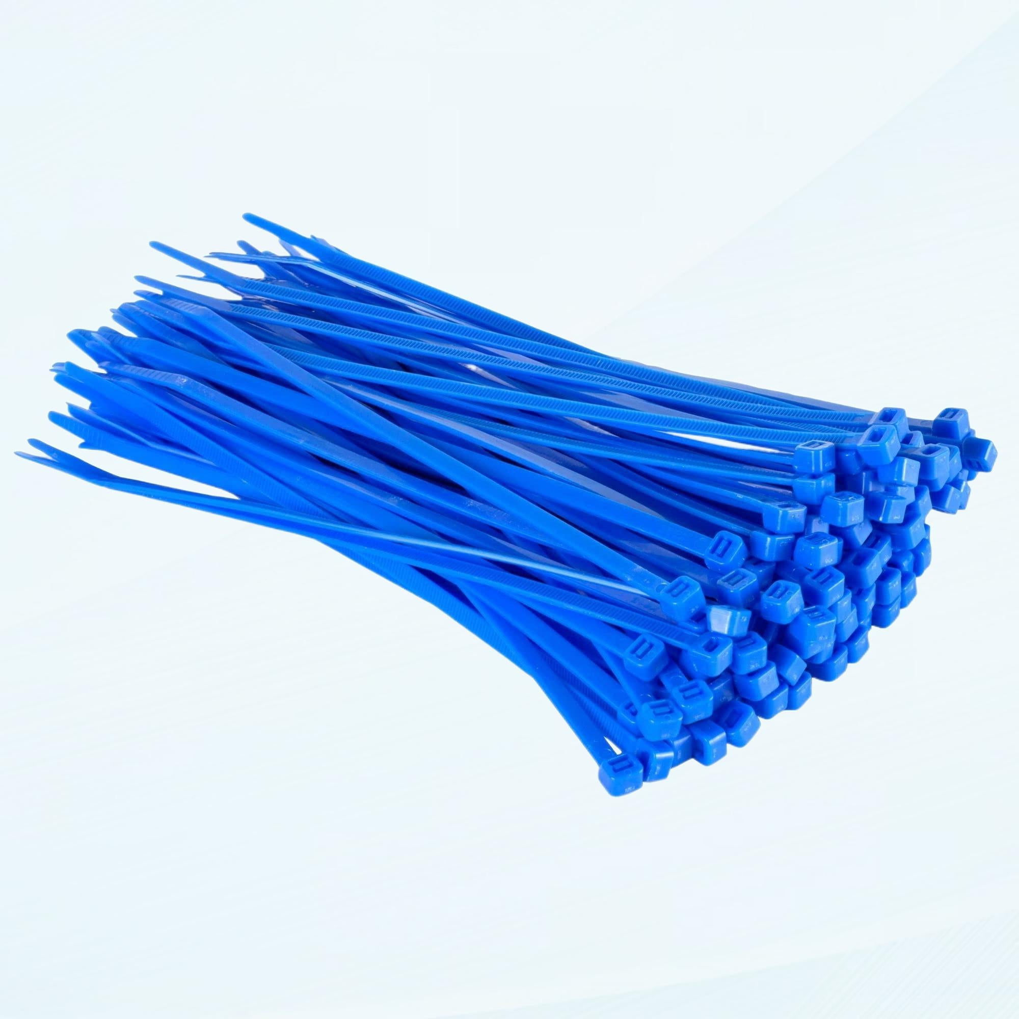Blue Cable Ties, 200mm x 2.5mm, Pack of 100, 8” Premium Nylon Zip Ties ...