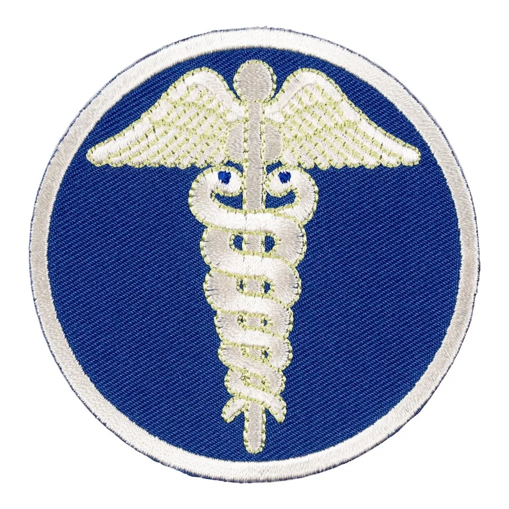 Blue Caduceus Symbol of Medicine Patch, Blue.White Medical Patches ...
