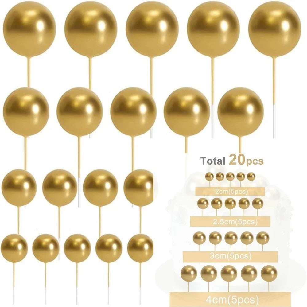 Blue Cake Topper Balls Cupcake Topper Baking Decorations White Gold DIY ...