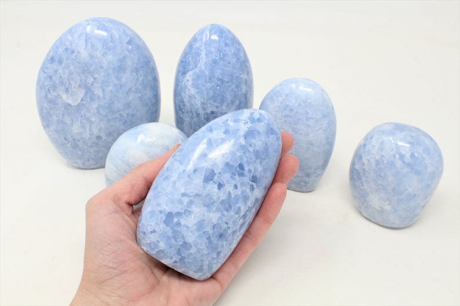 Blue Calcite Polished Freeform, Large Free Standing Cut Base, Specimens ...