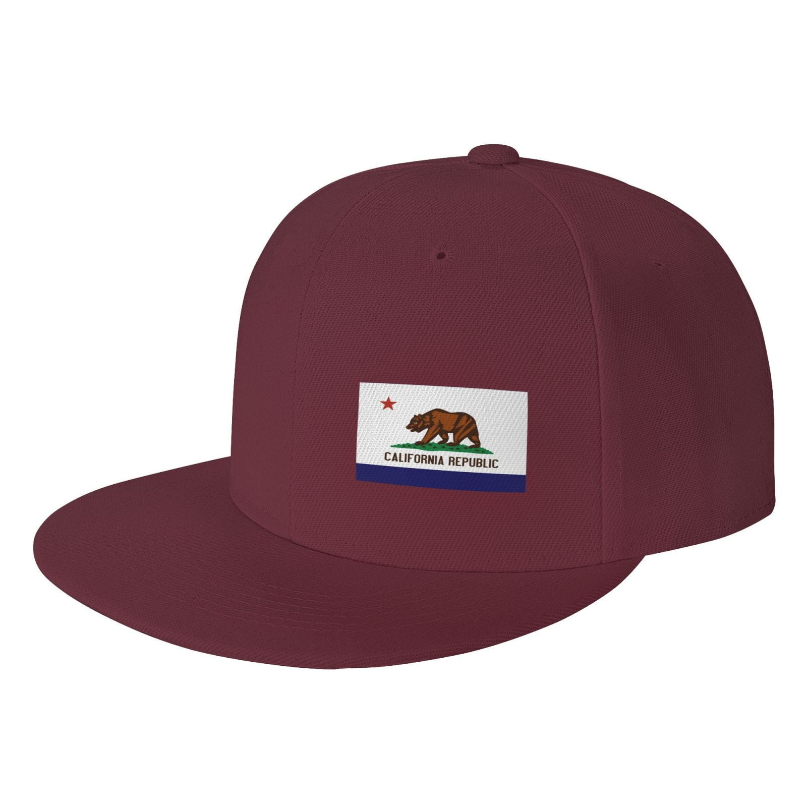Blue California Republic Flag Flat Bill Hats for Men Snapback Skull ...