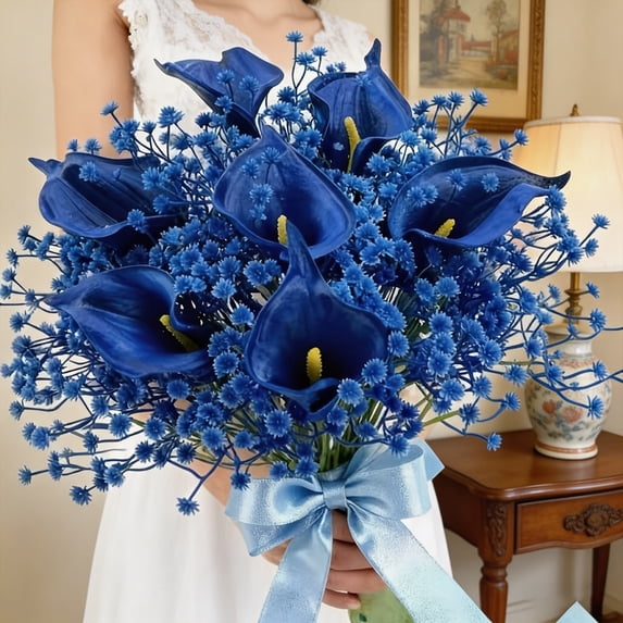 Blue Calla Lily Breath Artificial Bouquet, Simulation Flower ...