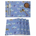 Blue Camel Cotton Linen Placemats Set of 4, Exotic Cute Cartoon Camels ...