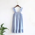 Blue Camisole-Style Cotton Gauze Sleeveless Sleep Dress Loose Mid ...