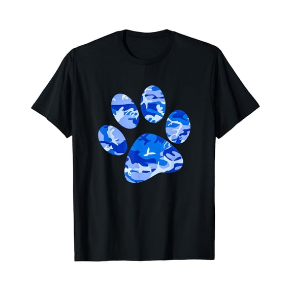 Blue Camo Dog Paw Print T-Shirt - Walmart.com