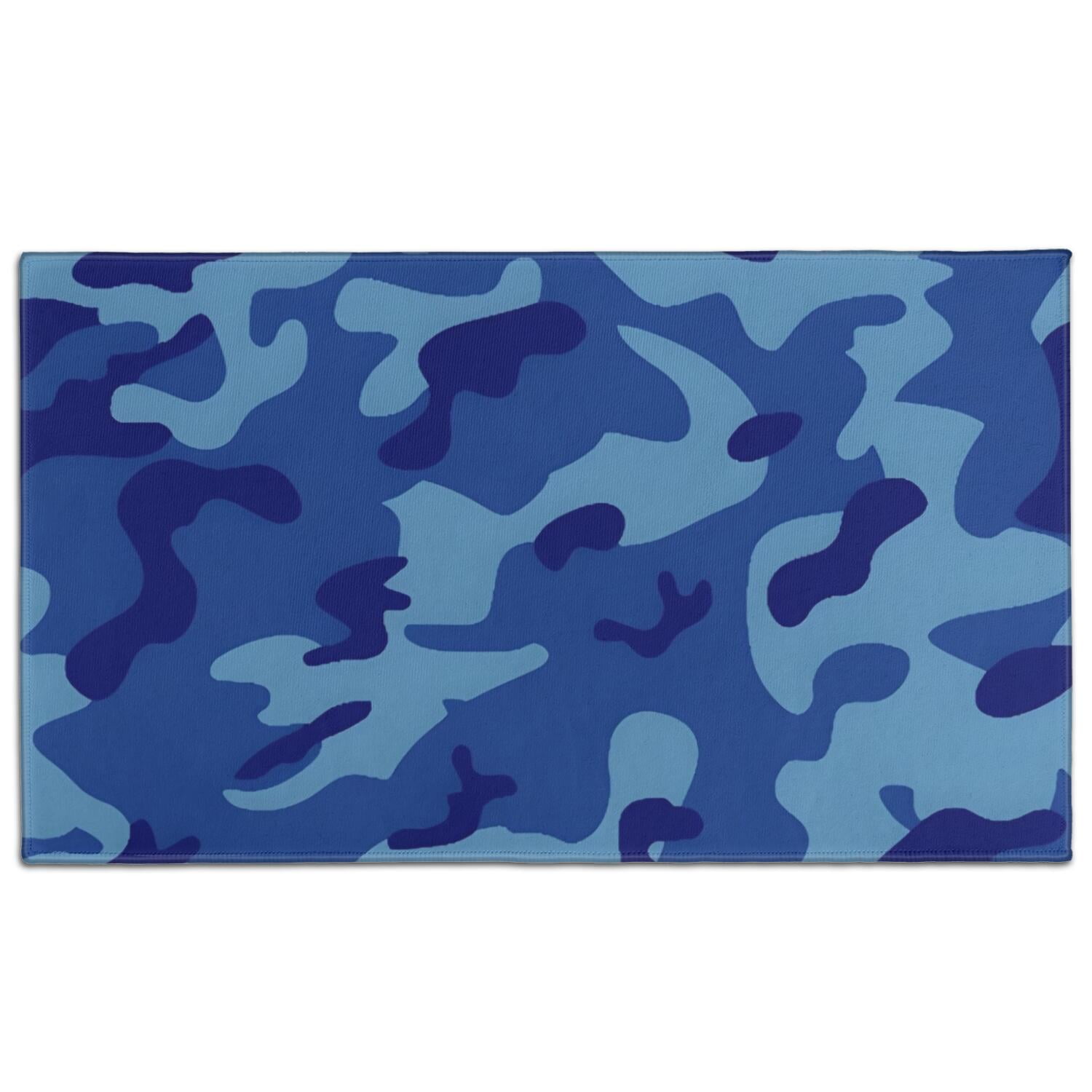 Blue Camo Wavy Shapes Pattern Door Rugs,Washable Non Slip Door Mats ...