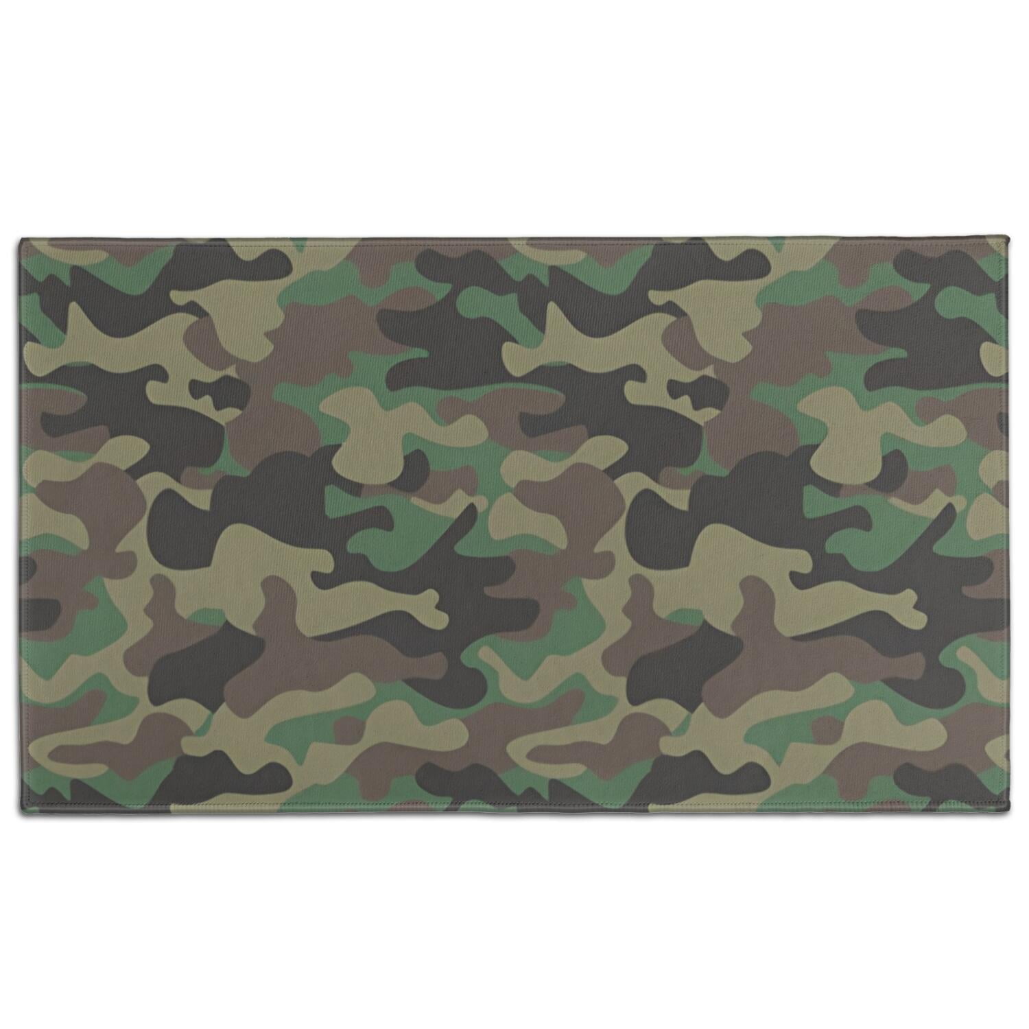 Blue Camo Wavy Shapes Pattern Door Rugs,Washable Non Slip Door Mats ...