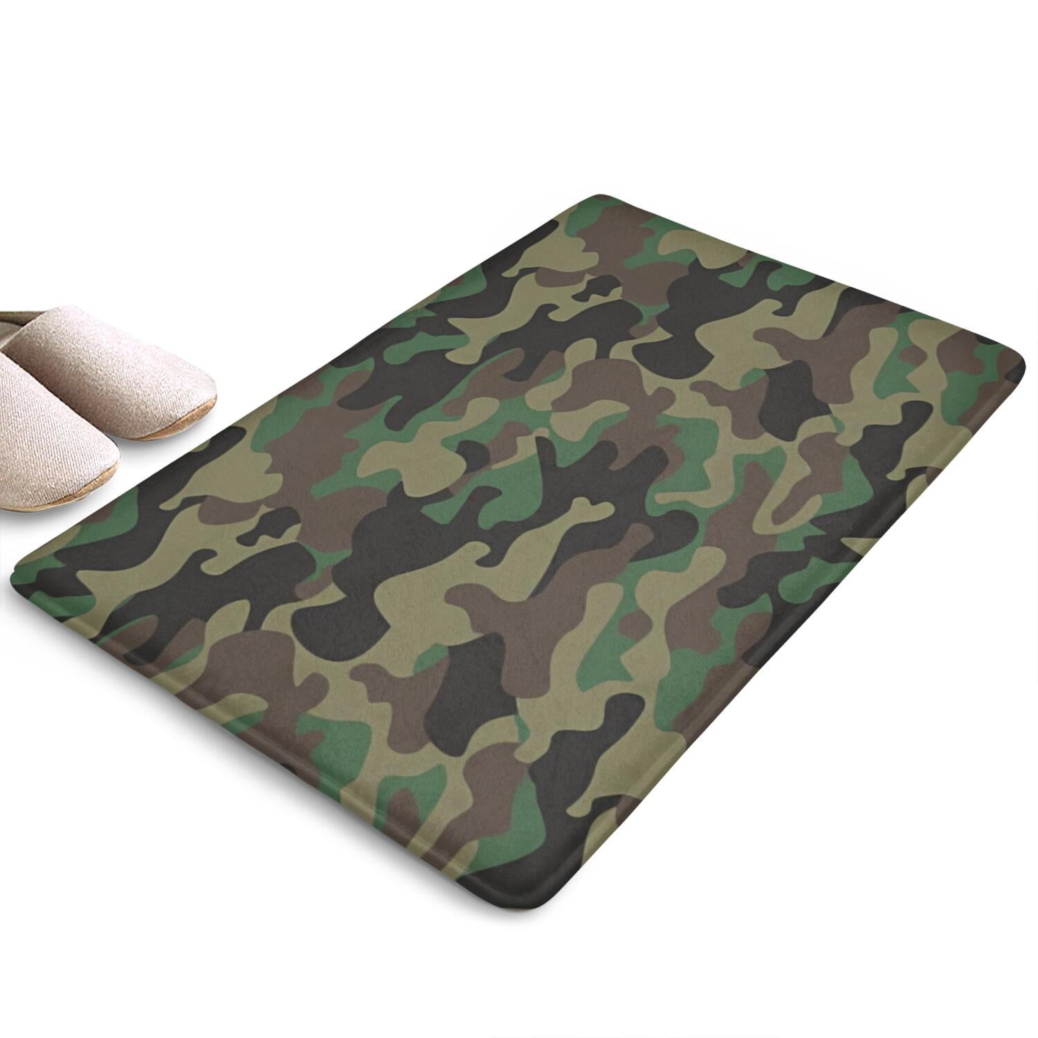 Blue Camo Wavy Shapes Pattern Flannel Non Slip Door Rugs,Washable Door ...