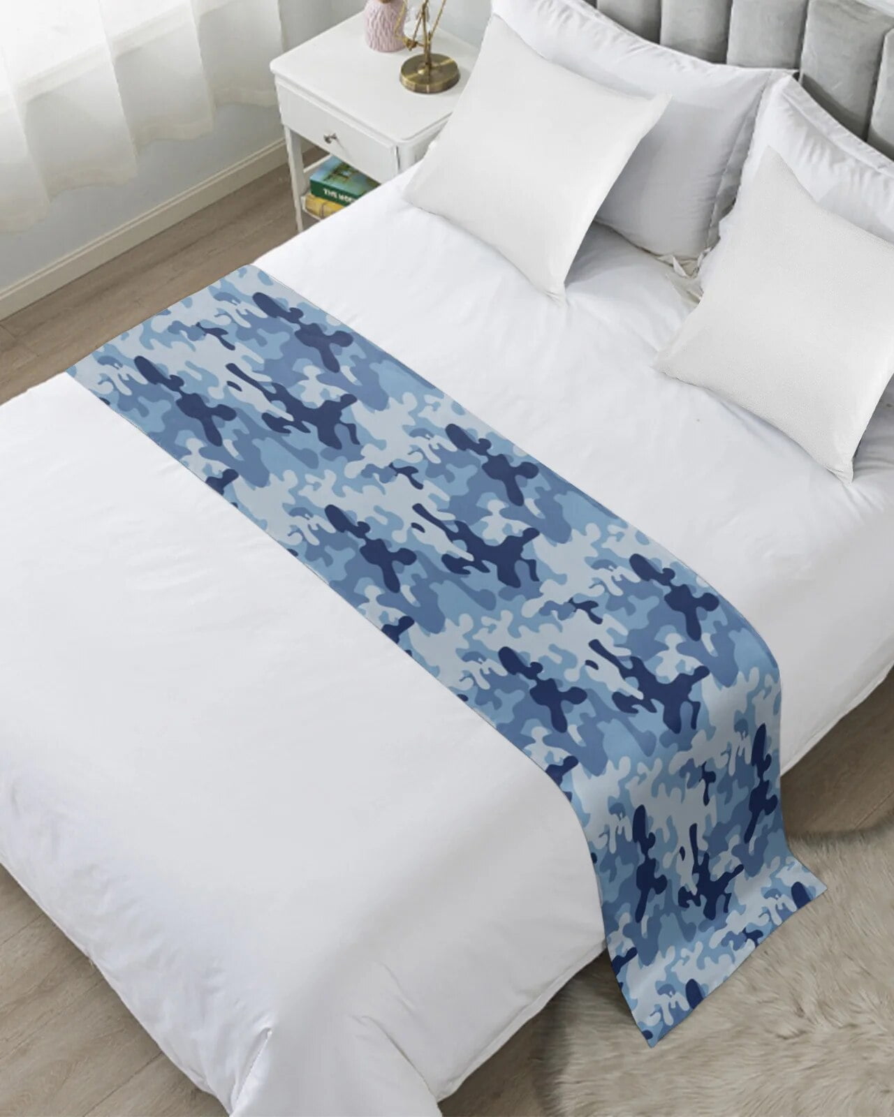 Blue Camouflage Military Style Bedspreads Bed Runner Bed Flag Scarf for ...