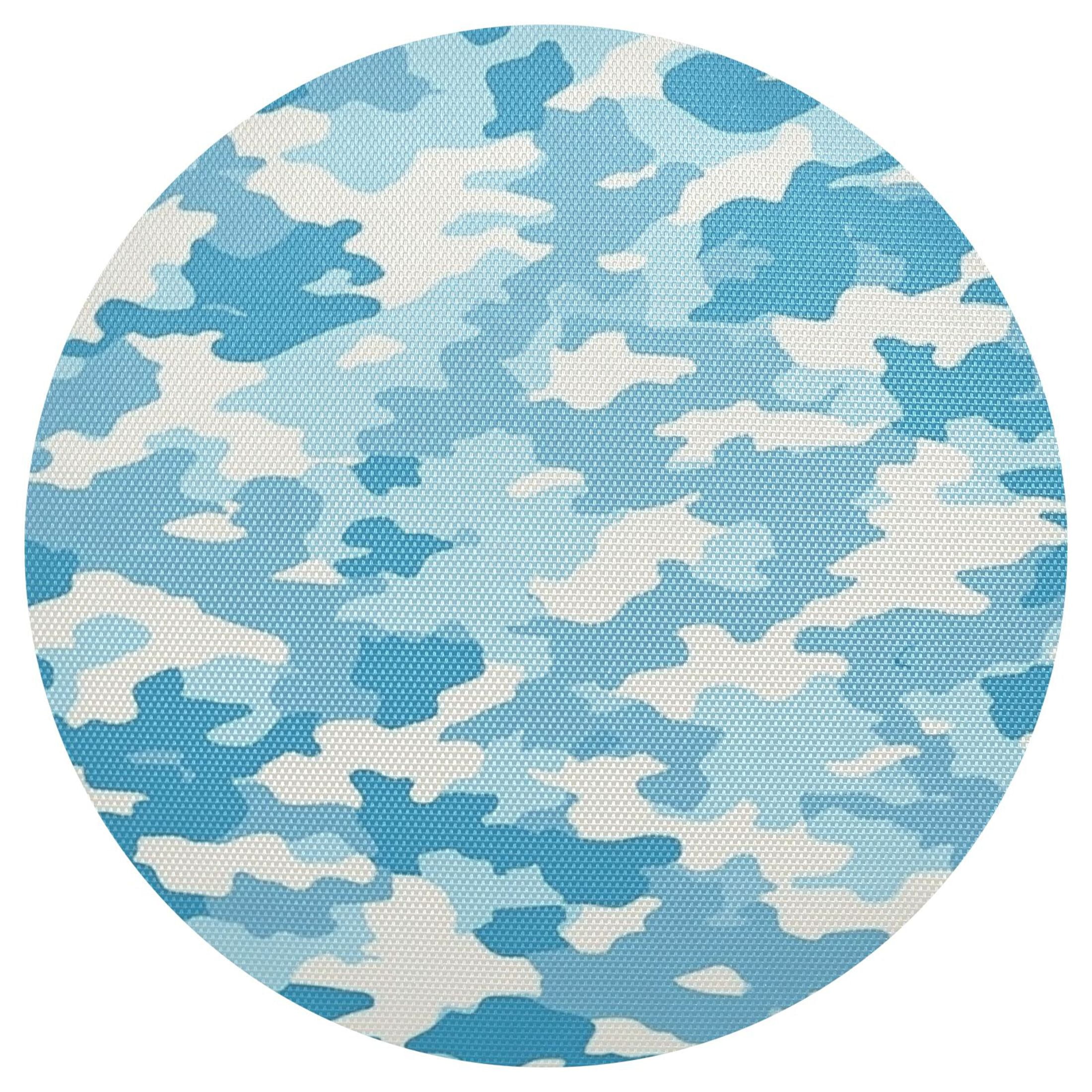 Blue Camouflage Pattern 15.4in Diameter PVC Plate Mat, Heat-Resistant ...