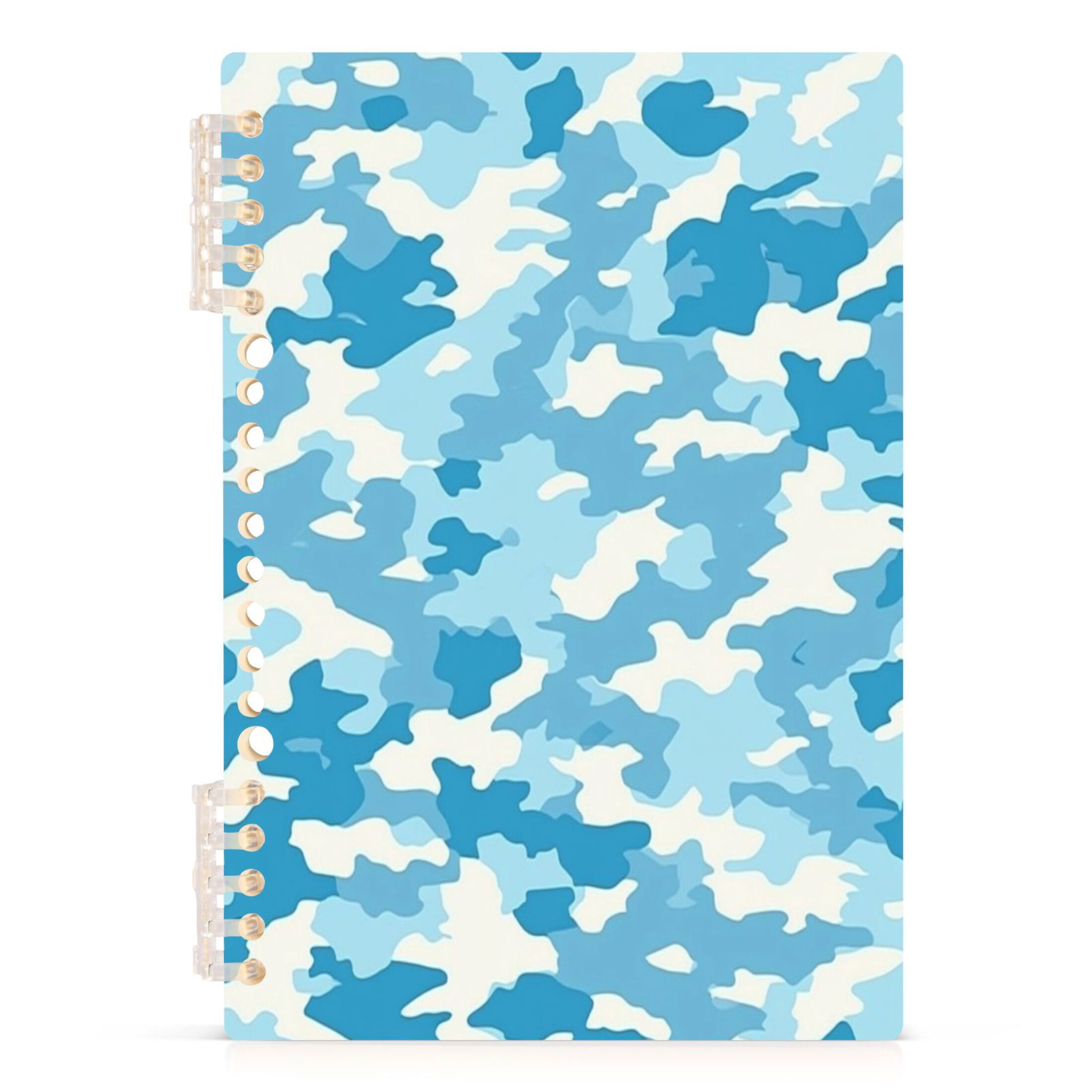 Blue Camouflage Pattern A5 8.3x5.7in PP Notebook, Adjustable Rings, 60 ...