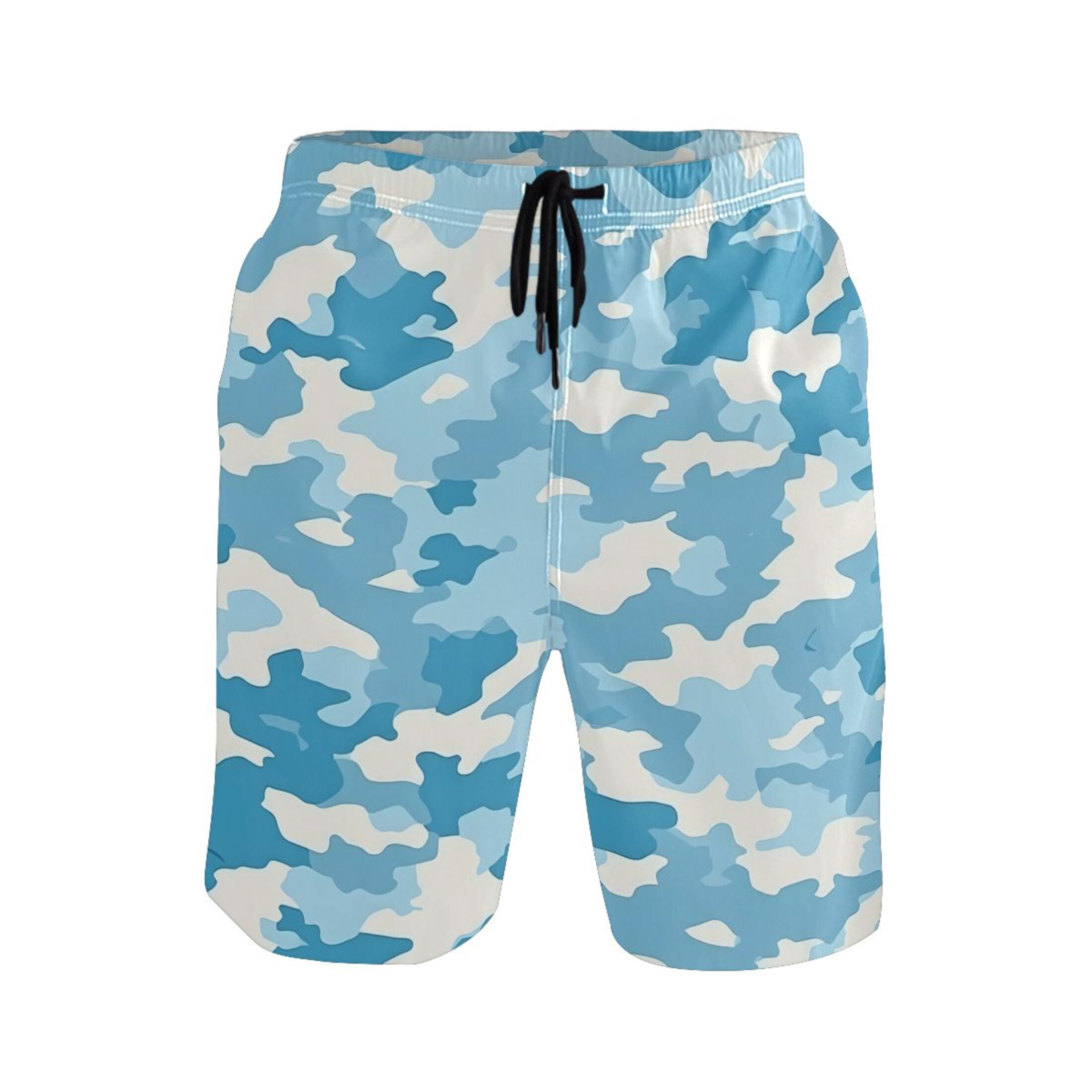 Blue Camouflage Pattern Mens Swim Trunks Quick Dry Board Shorts ...