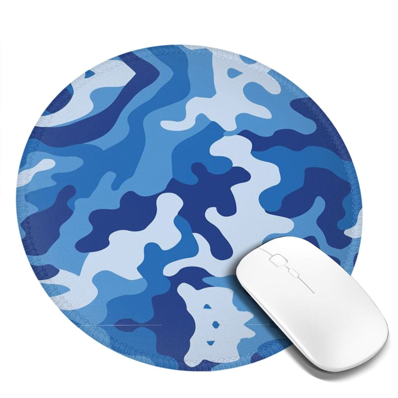 Blue Camouflage Small Round MousePad for Wireless Computer Laptop ...