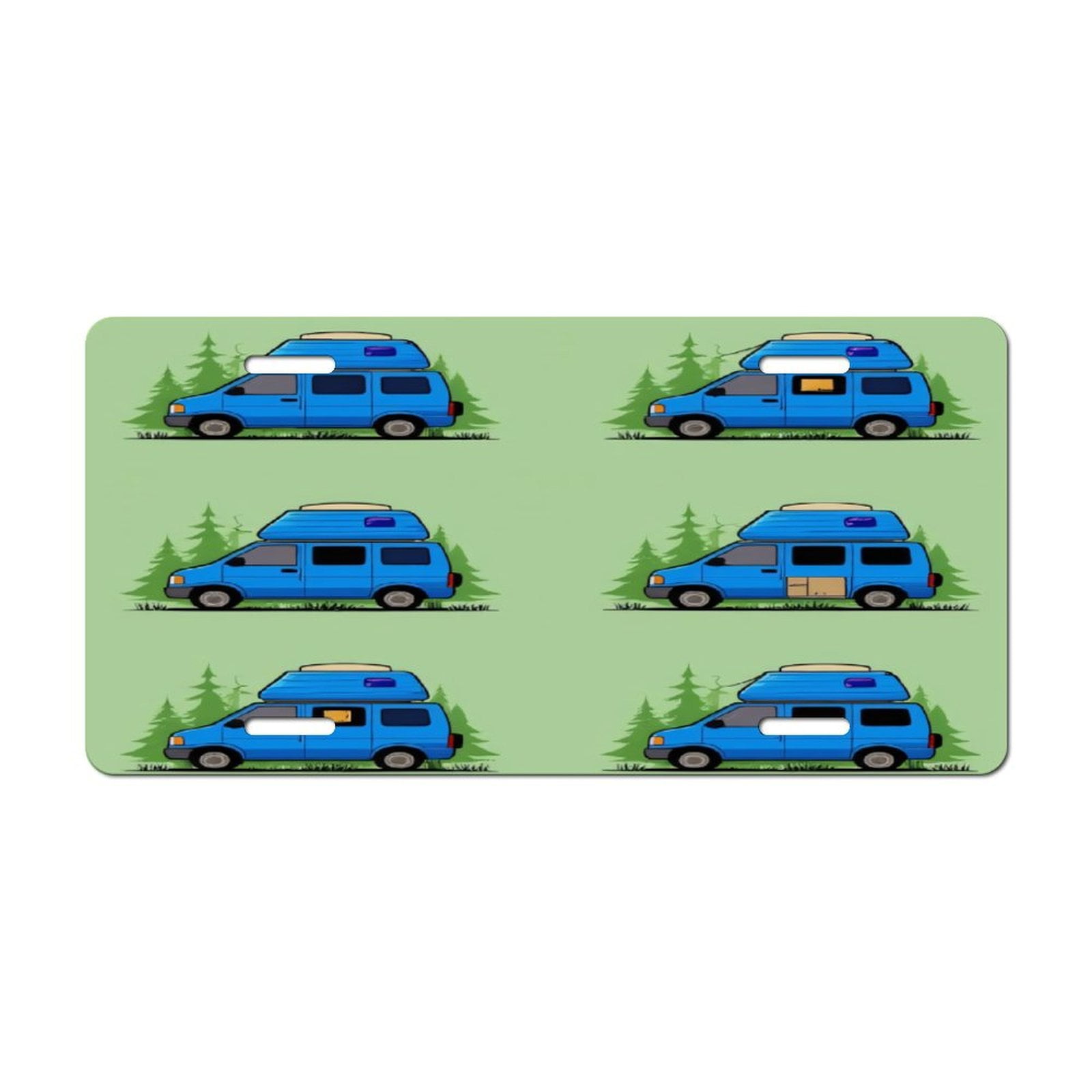 Blue Camper Van Forest Pattern Car Decorative Front License Plate ...