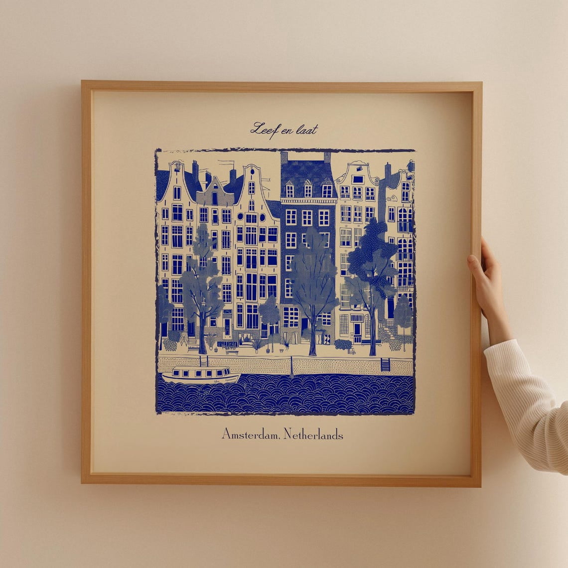 Blue Canal House Poster – Amsterdam Netherlands – Dutch Architecture ...