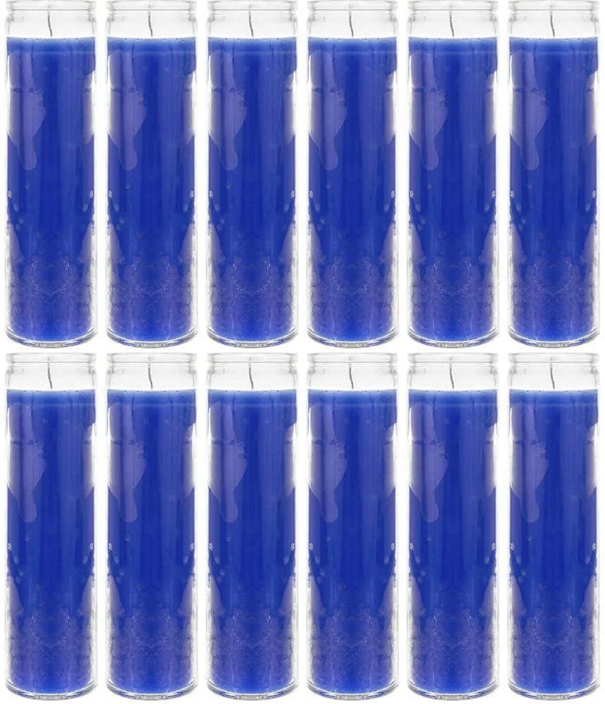 Jar Candles, Blue Pillar Unscented Memorial Candles, 6 Pack, 8 Inches ...