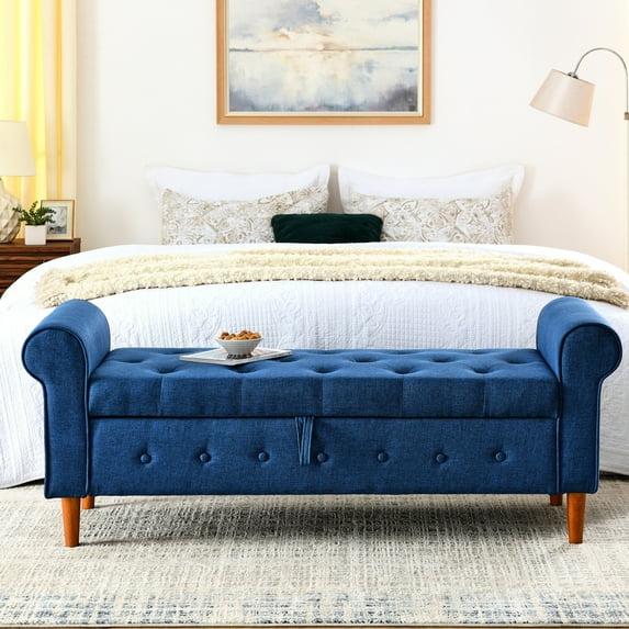 Blue Canvas Upholstered - Tufted Button Storage - Primary Living Space ...